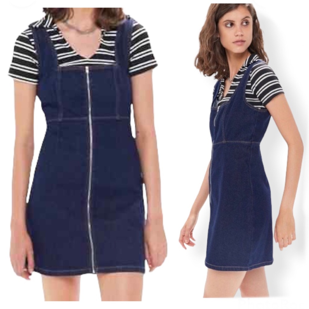 Uo Bdg Front Zip Denim Mini Dress - Gem